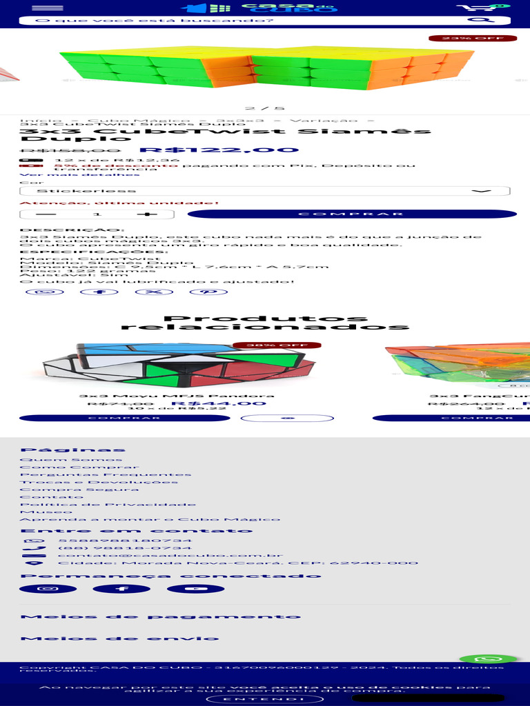 Cubo Mágico 3x3x3 CubeTwist Siamês Duplo | PDF