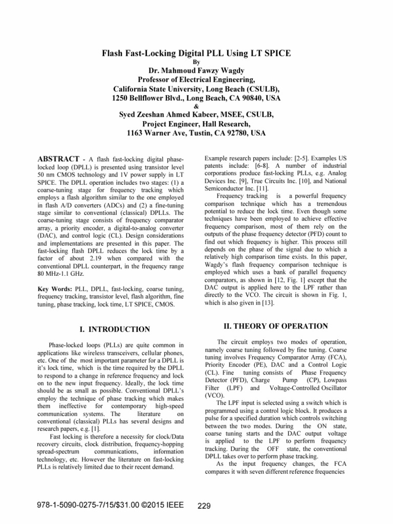 CF - Flash_fast-locking_digital_PLL_using_LT_SPICE | PDF | Analog Circuits | Electrical Engineering