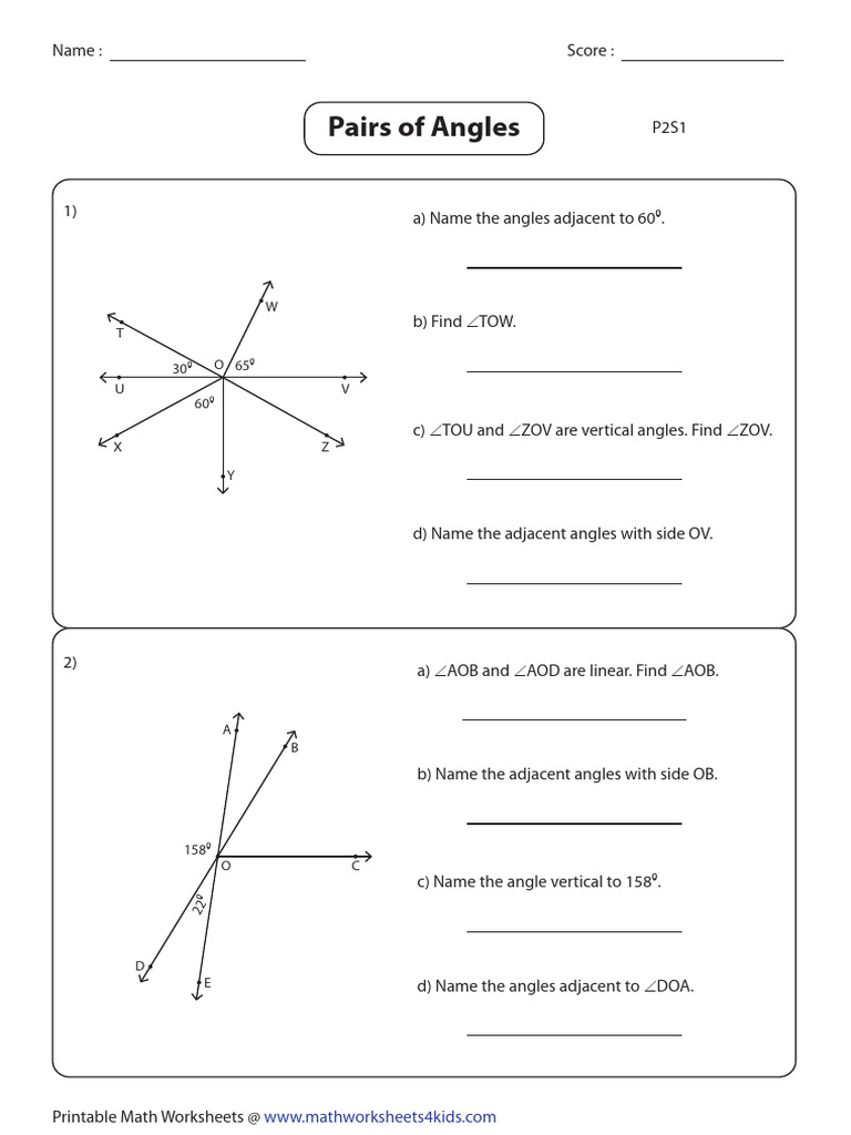 Angles Wkst - Pairs of 2 (1) | PDF