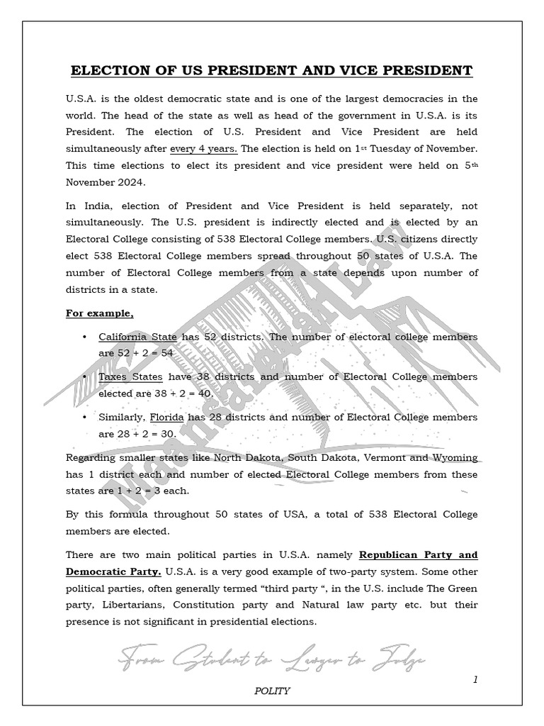 POLITY - Election of US President and Vice President | PDF | Vice ...