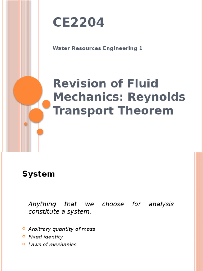 Reynolds Transport Theorem (1) | PDF | Flow Measurement | Continuum Mechanics