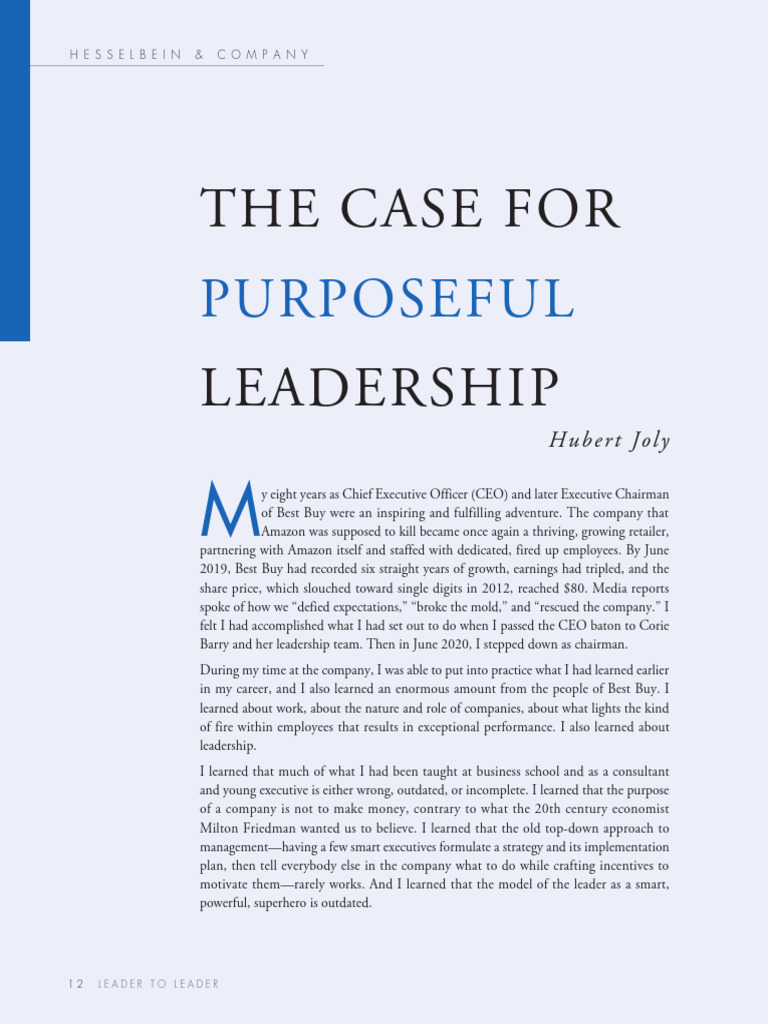 Purposeful Leadership Insights | PDF | Leadership
