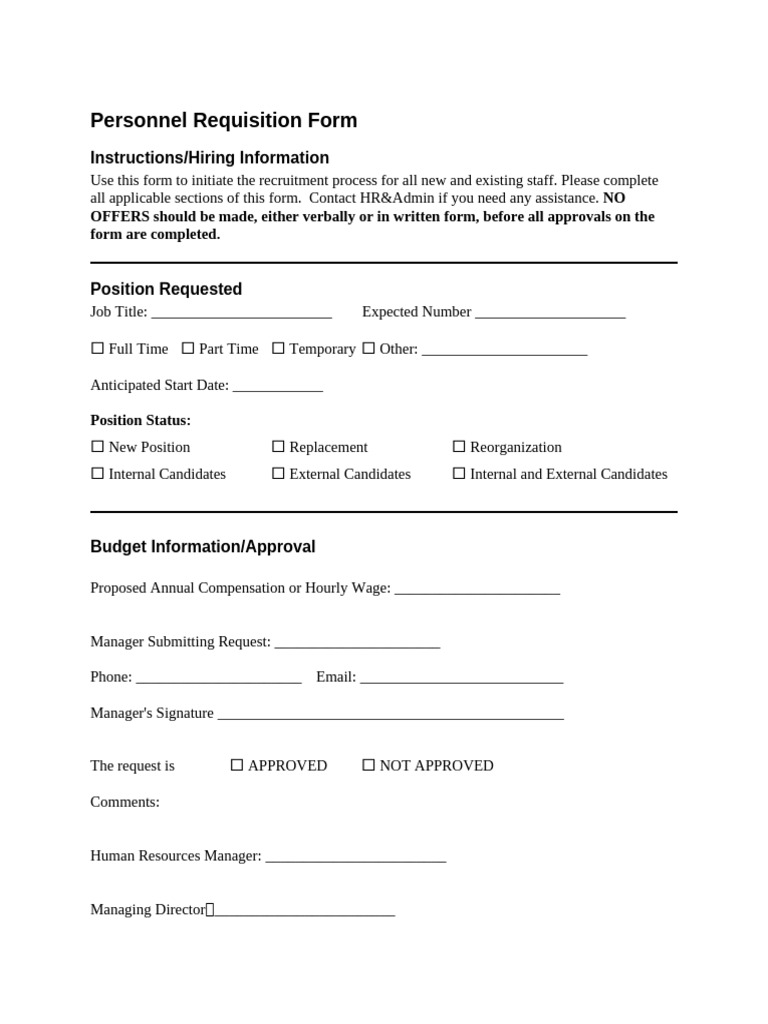 Personnel Requisition Form | PDF
