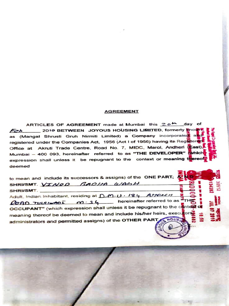 Vinod Agreement | PDF