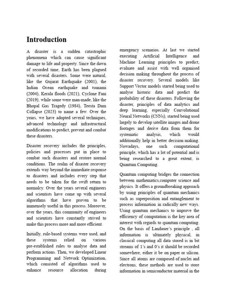 Quantum Computing Algorithms For Disaster Recovery | PDF | Quantum ...