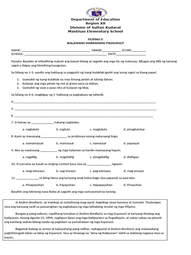 Pt Filipino 5 q2 | PDF
