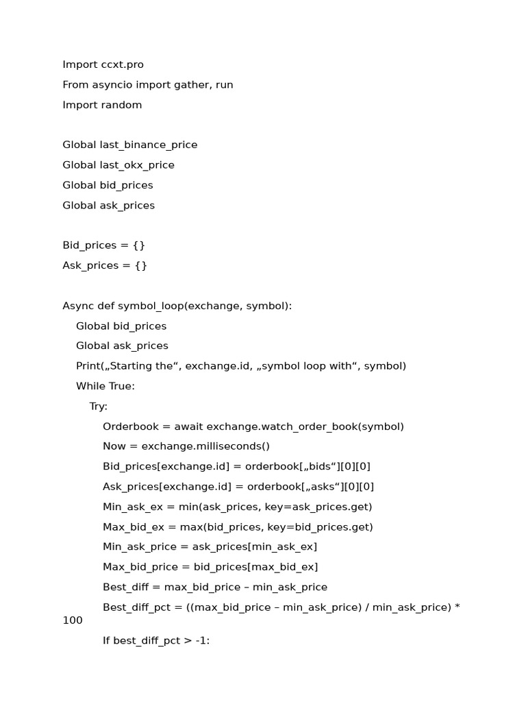CCXT Pro: Async Trading Example | PDF