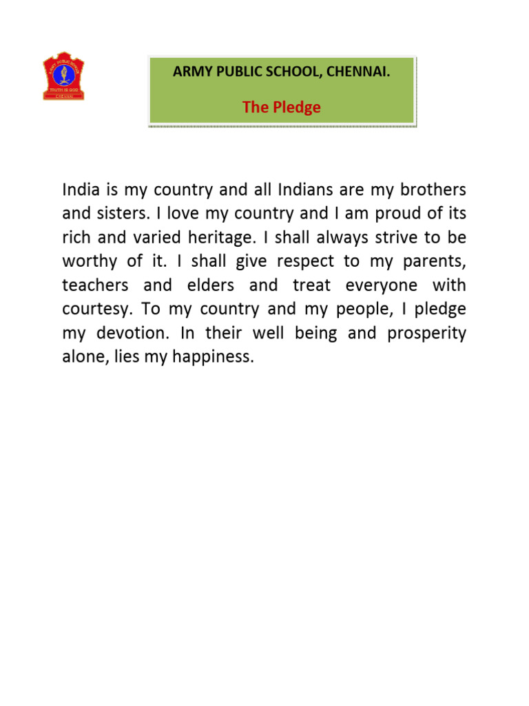 Army Public School Pledge | PDF