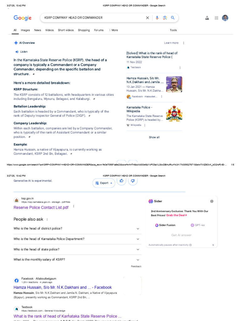 Ksrp Company Head or Commander - Google Search | PDF | Law Enforcement | Crime & Violence