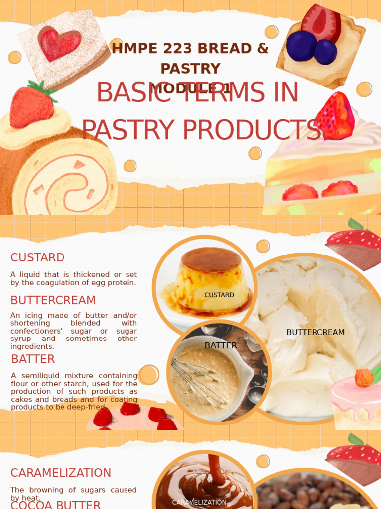 Module 1.1 Pastry Terms | PDF | Custard | Cakes