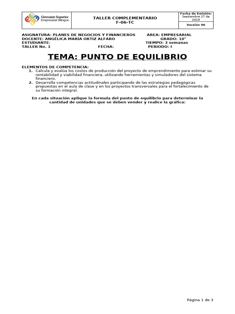 Taller Complementario 10° | PDF | Economias