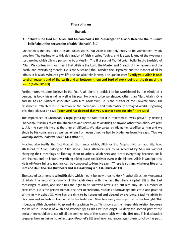 Significance of Shahadah in Islam | PDF | Mosque | Prophets And ...