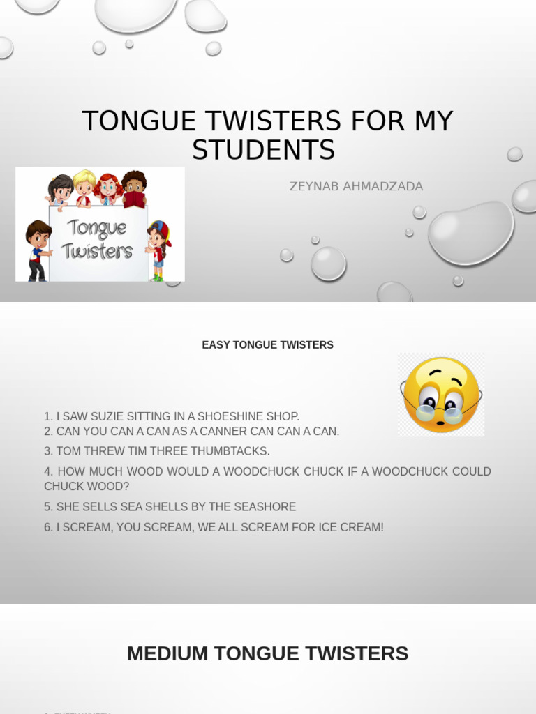 Tongue Twisters For My Students | PDF