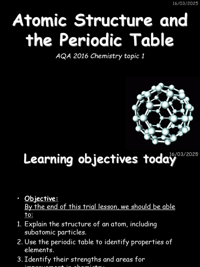 Chemistry 1 - Atomic Structure and The Periodic Table | PDF | Atoms ...