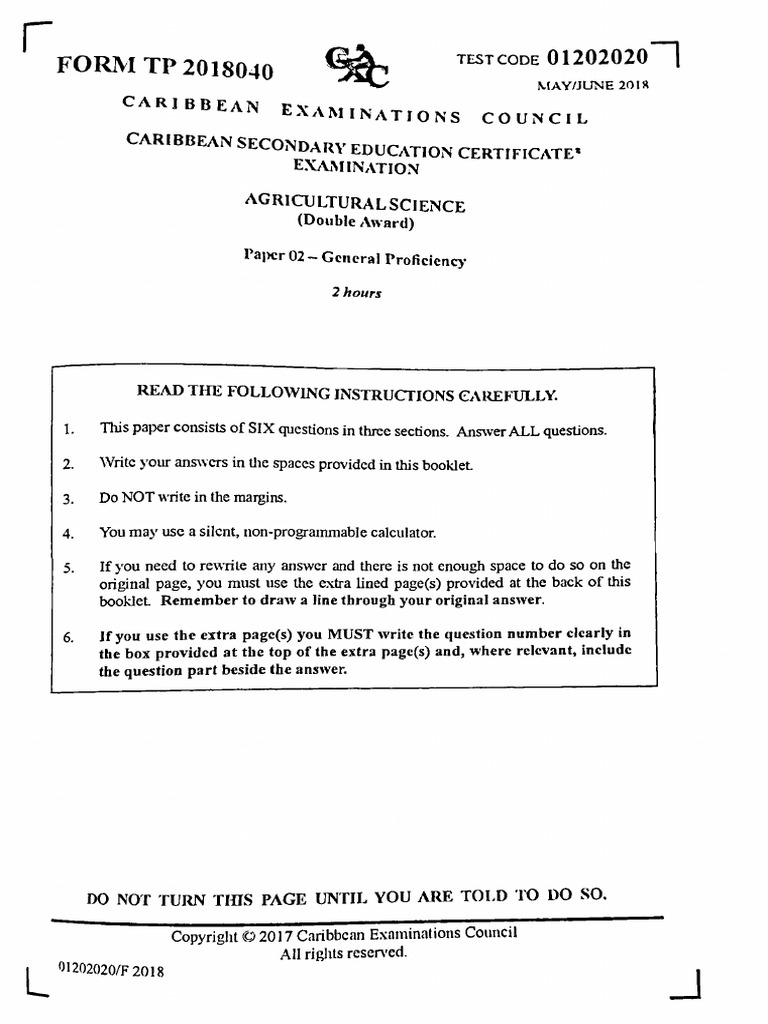 CSEC_Agri. Science P2_ 2018 _DA | PDF