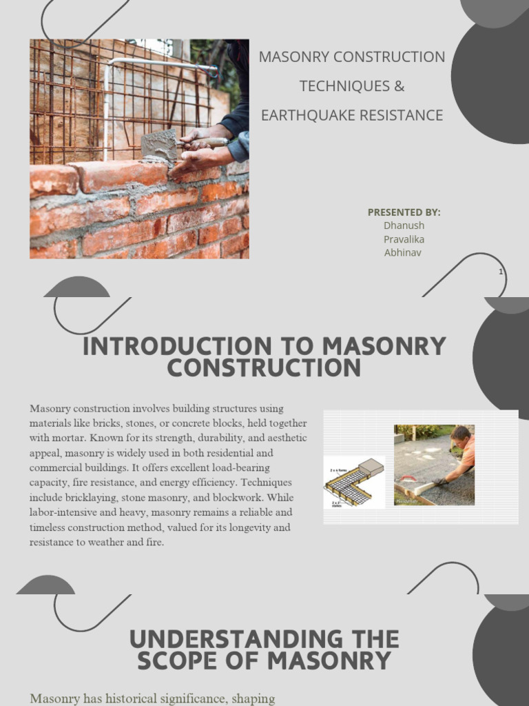 Masonry Construction Techniques & Earthquake Resistance An in-depth ...