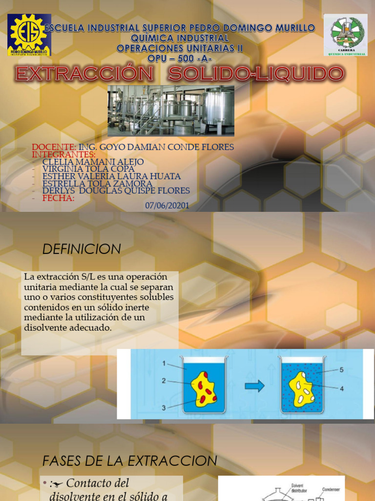 Presentacion 6 Extraccion Solido Liquido | PDF | Solubilidad | Solvente