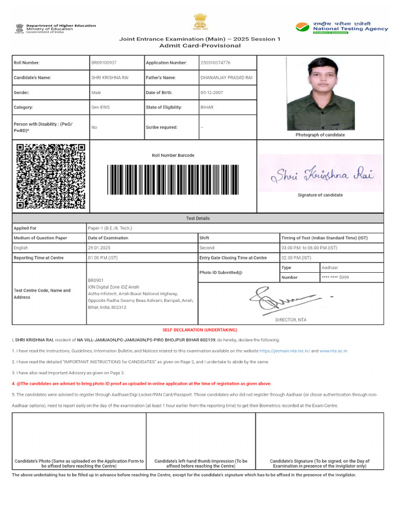 AdmitCard 250310374776 | PDF