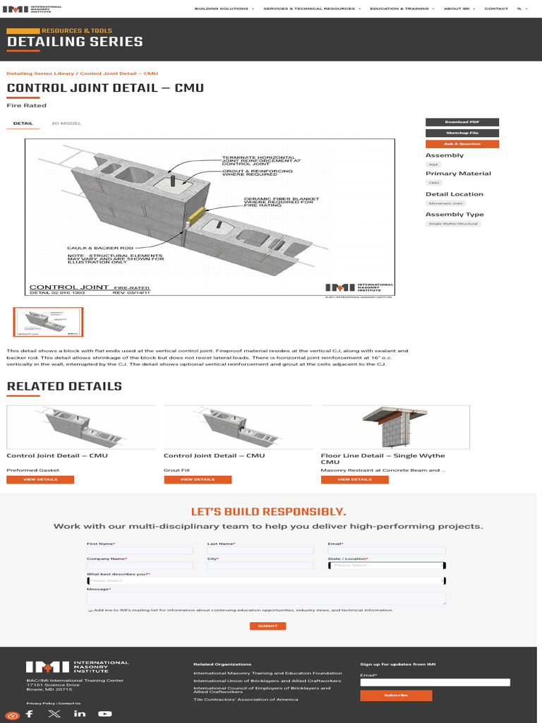 Control Joint Detail - CMU | International Masonry Institute | PDF ...