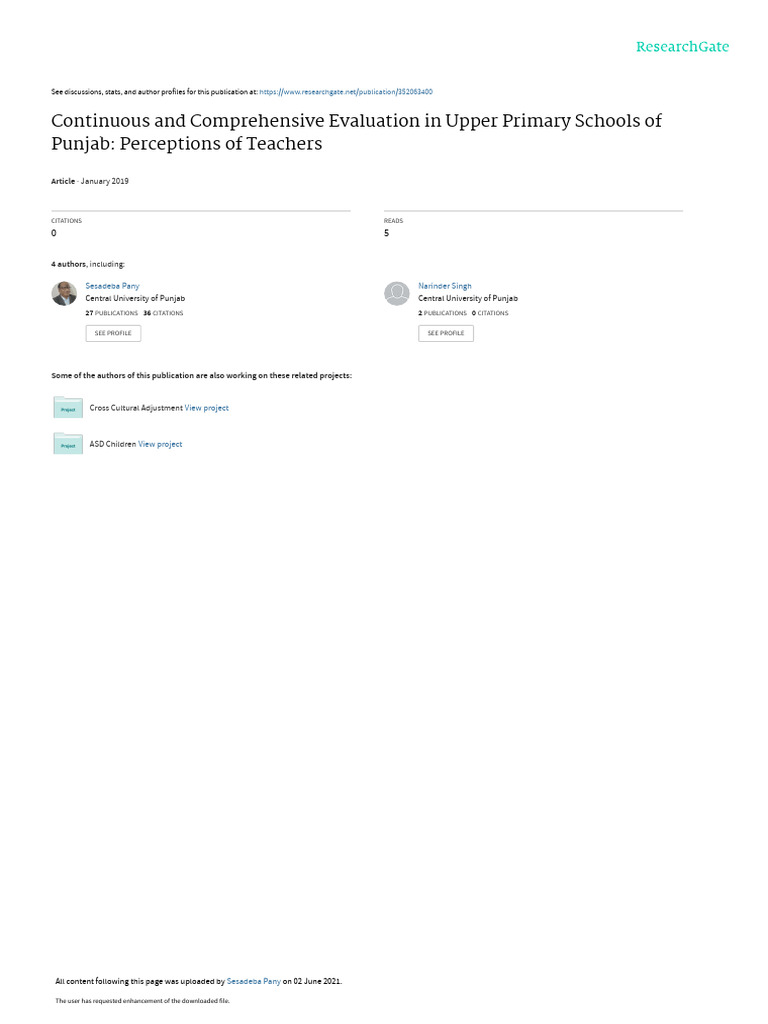 Continuous and Comprehensive Evaluation in Upper Primary Schools of ...