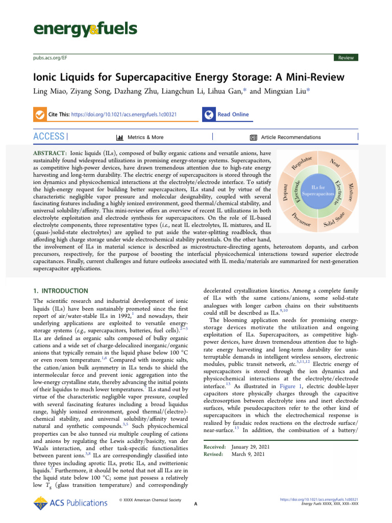 Ionic Liquid Supercapacitor | PDF | Ion | Electrolyte