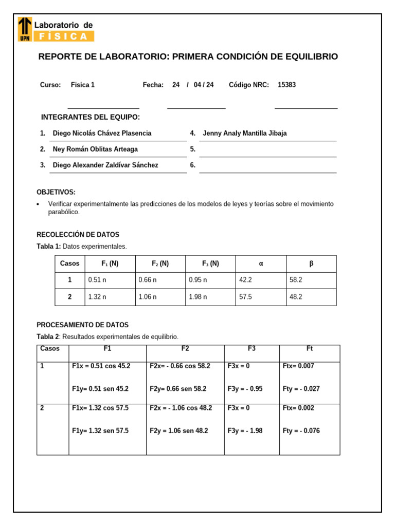 Reporte Lab Fisi1 S05 Pce 2024 | PDF | Mecánica | Geometría Elemental