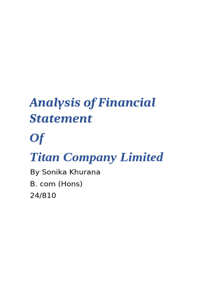 Analysis of Financial Statement | PDF | Working Capital | Debt