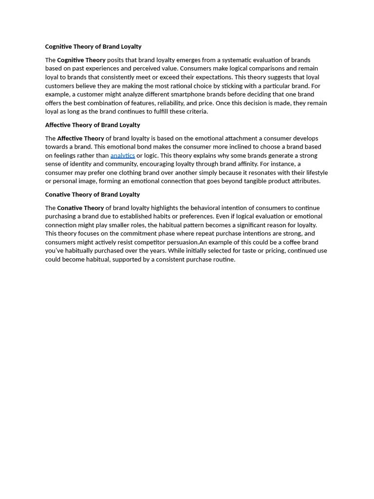 Cognitive Theories of Brand Loyalty | PDF