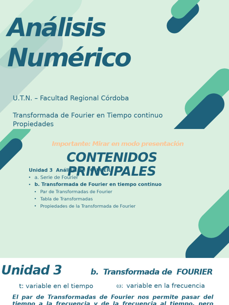 A5. Transformada de Fourier en TC y Sus Propiedades | PDF | Muestreo ...