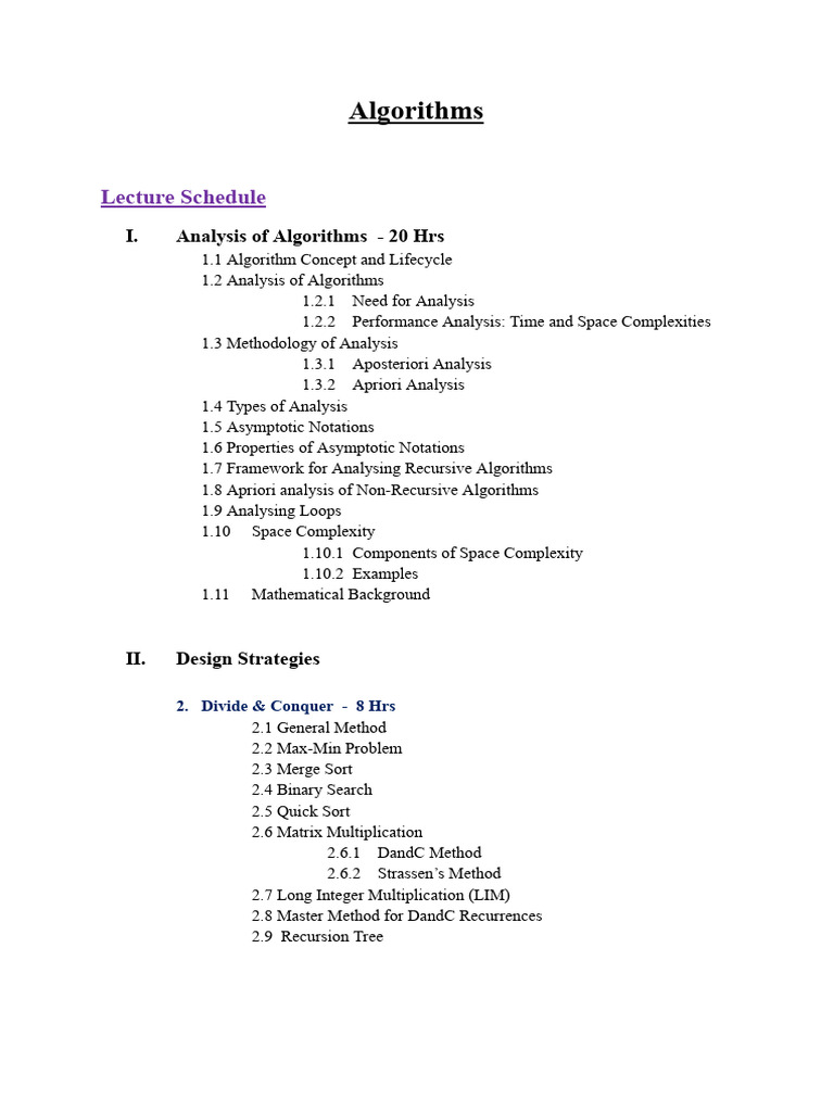 Algorithms - Lecture Schedule | PDF | Graph Theory | Computational Problems