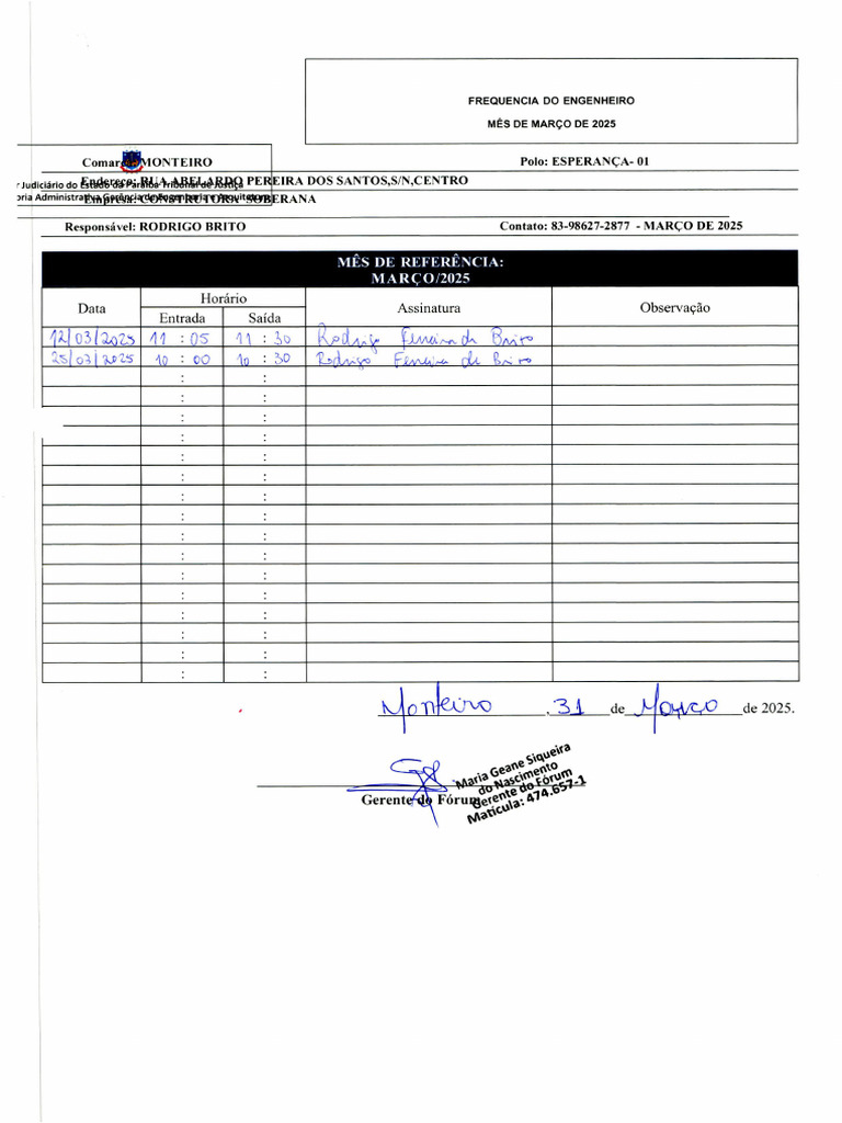 Frequencia Rodrigo | PDF