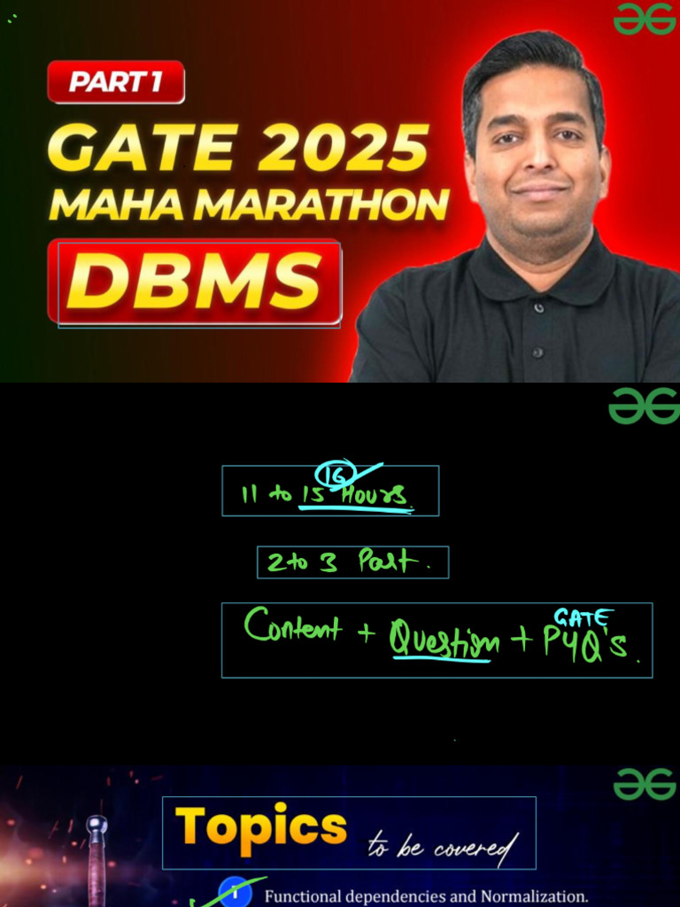 DBMS - Vijay Agarwal Sir Maha Revision Part 1 Recording-1 | PDF