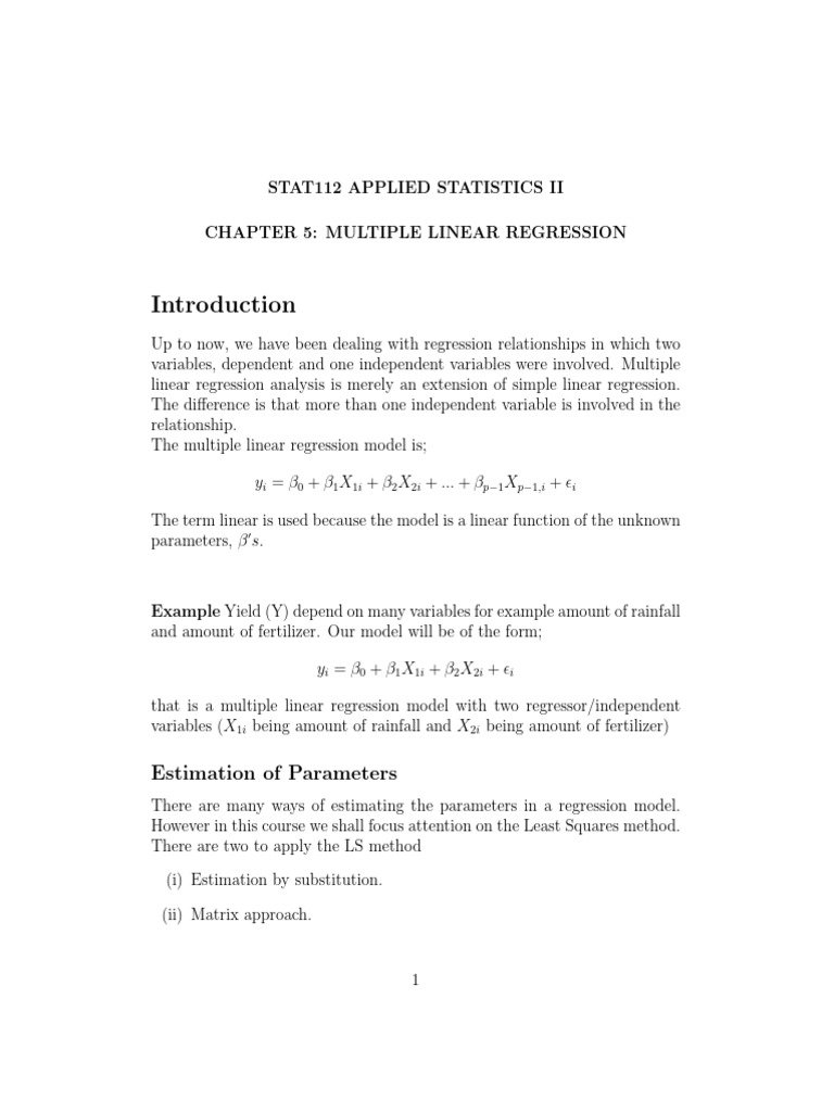 Chapter5-Multiple Linear Regression | PDF | Linear Regression | Regression Analysis