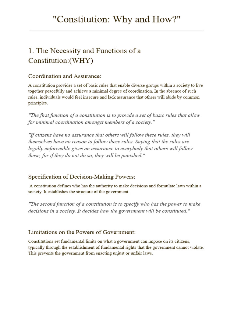 Constitution - Why and How | PDF | Constitution | Justice