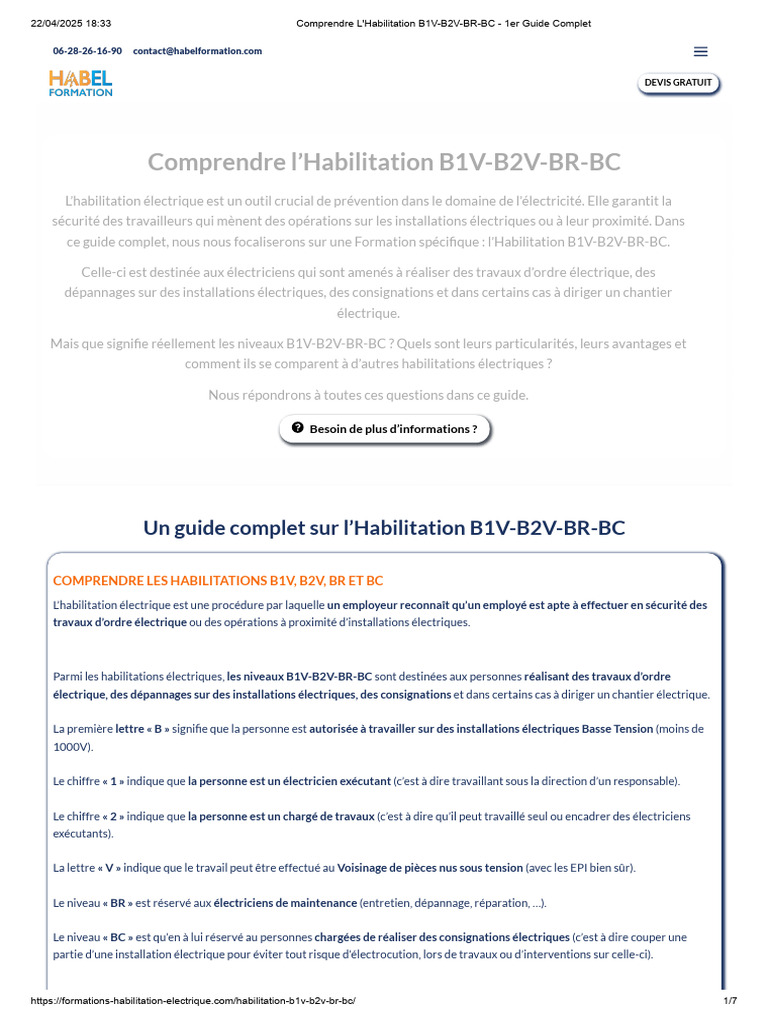 Guide sur l'Habilitation B1V-B2V-BR-BC | PDF | Habilitation de sécurité ...
