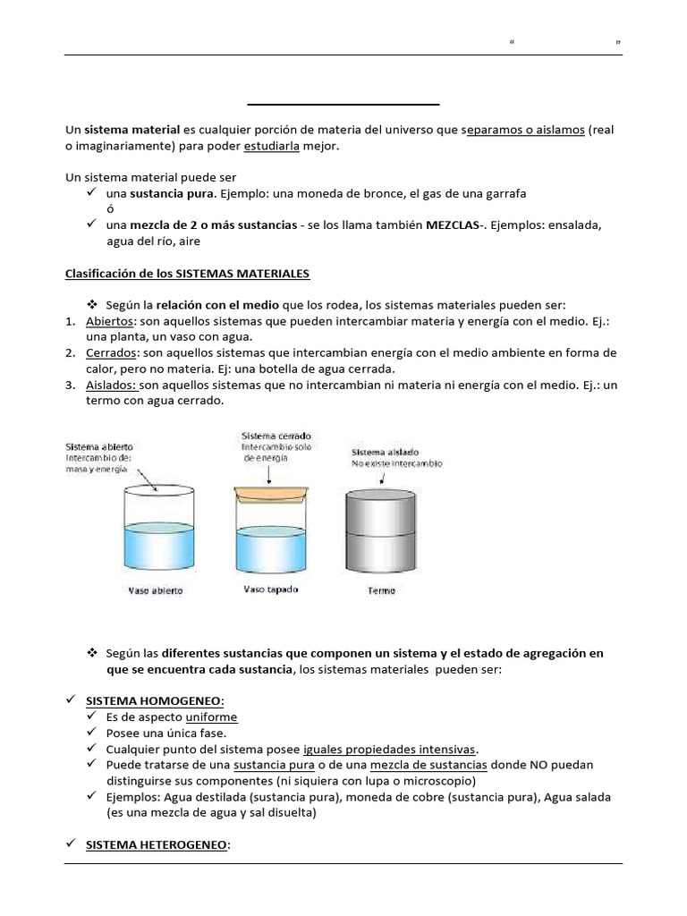 Quimica 3° Año - Sistemas Materiales | PDF | Mezcla | Agua