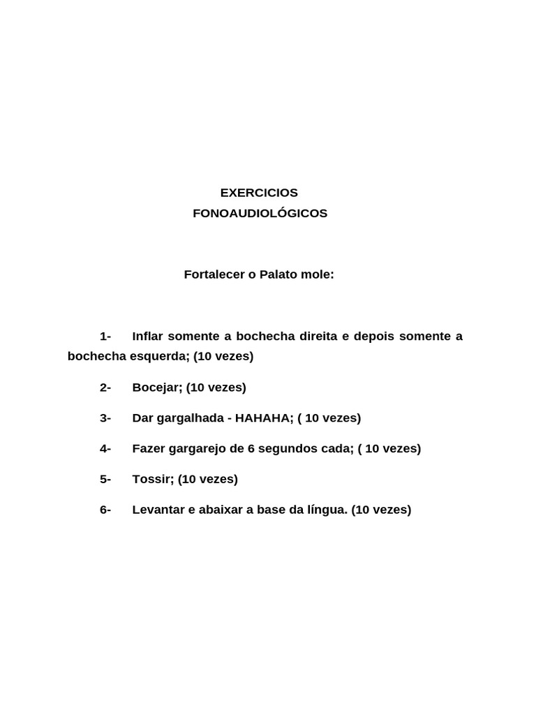 Exercicios Palato Mole | PDF