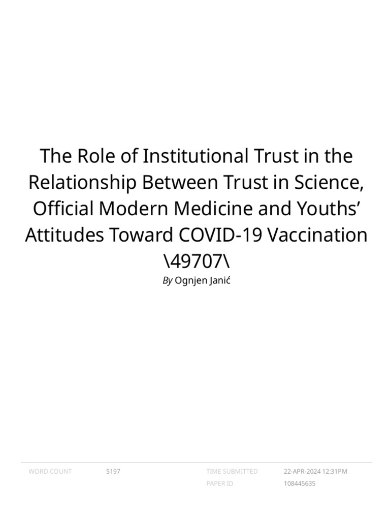 The Role of Institutional Trust in The Relationshi | PDF | Behavioural ...