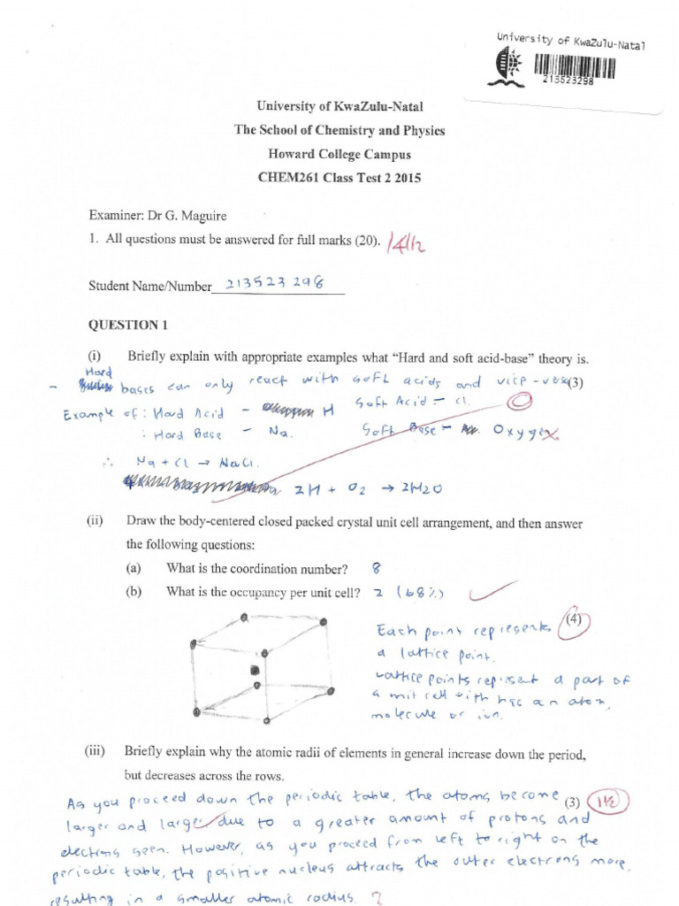 CHEM261 Test 2 (2015) | PDF