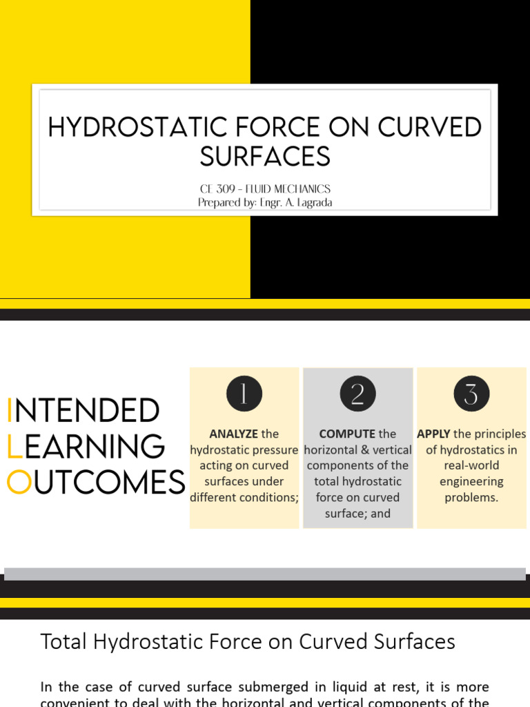 Module 4 Hydrostatic Force On Curved Surfaces | PDF | Force | Pressure