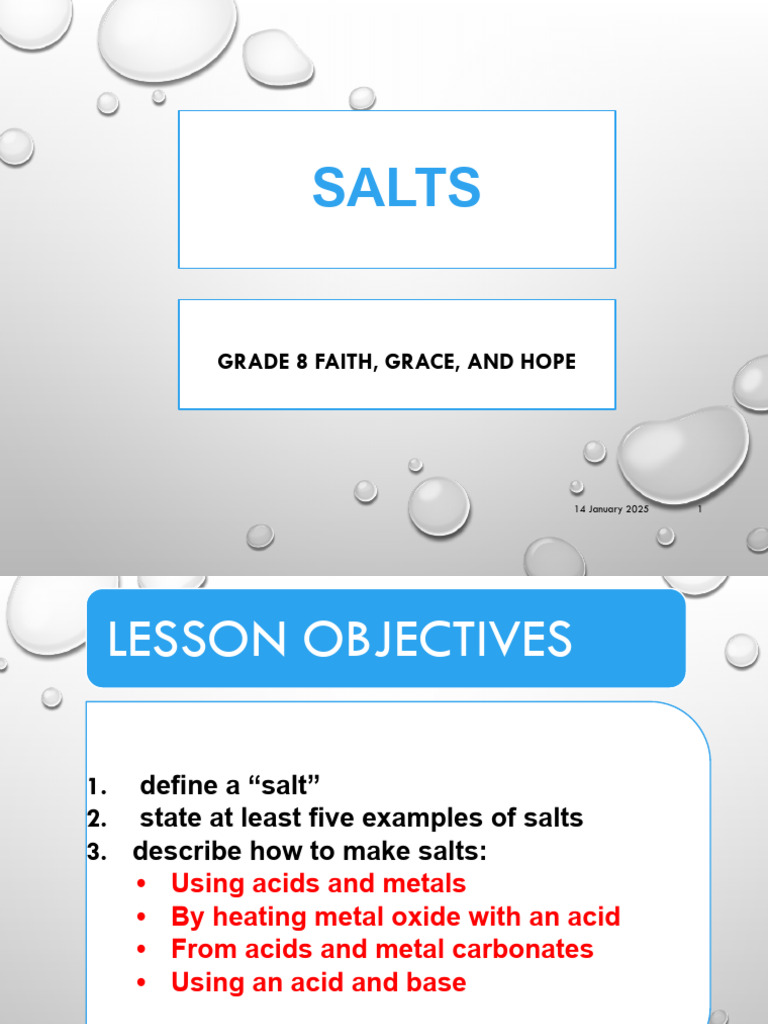 G8 Lesson 25 Making Salts | PDF | Acid | Salt (Chemistry)
