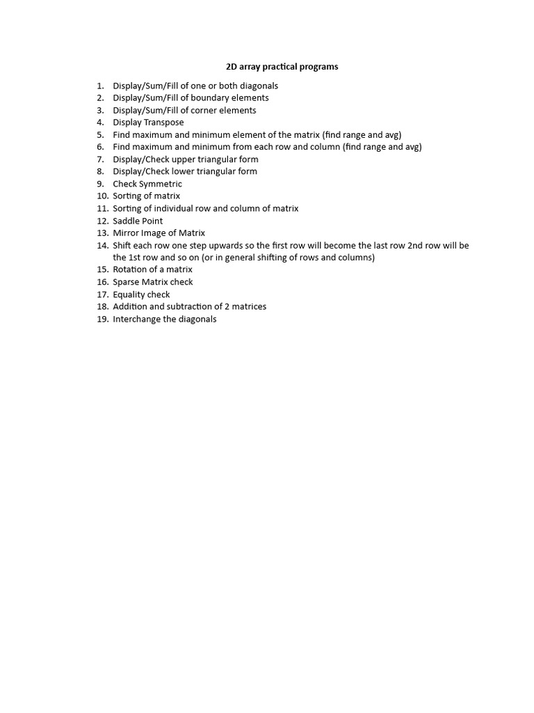 2D Array Practical Programs | PDF