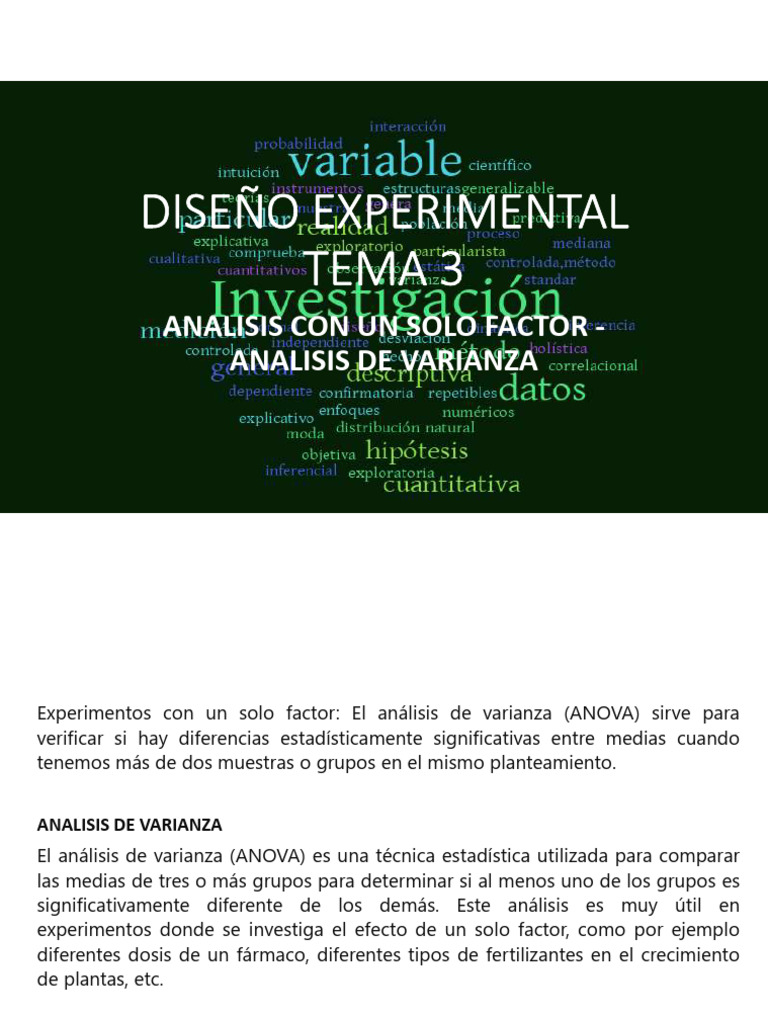 Tema 3 - Analisis Con Un Solo Factor - Analisis de Varianza | PDF | Análisis de variación ...