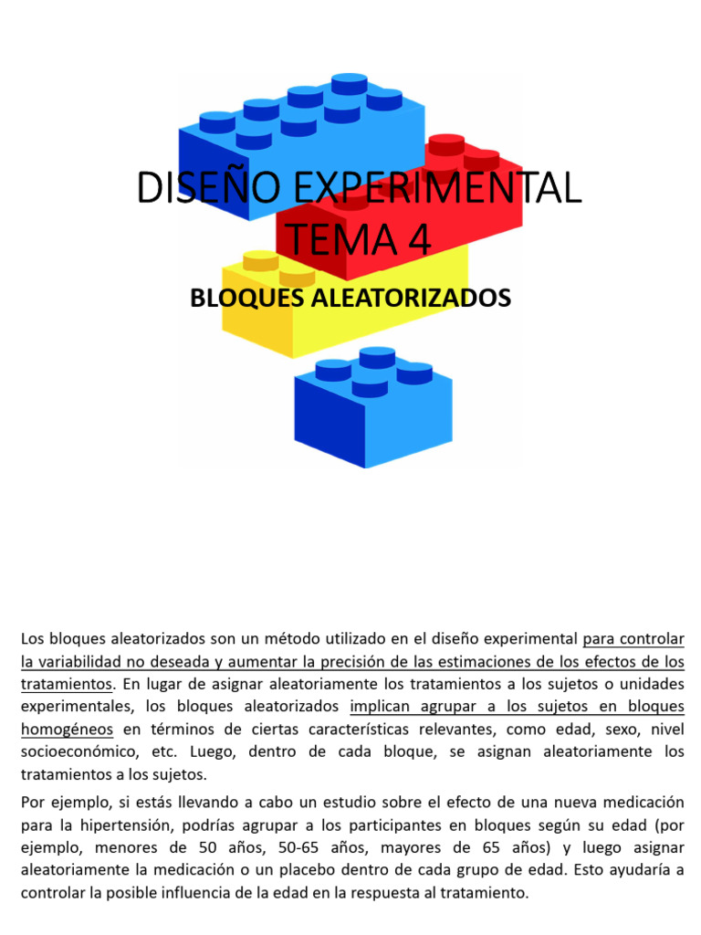 Diseño de Bloques Aleatorizados | PDF | Estadísticas | Datos