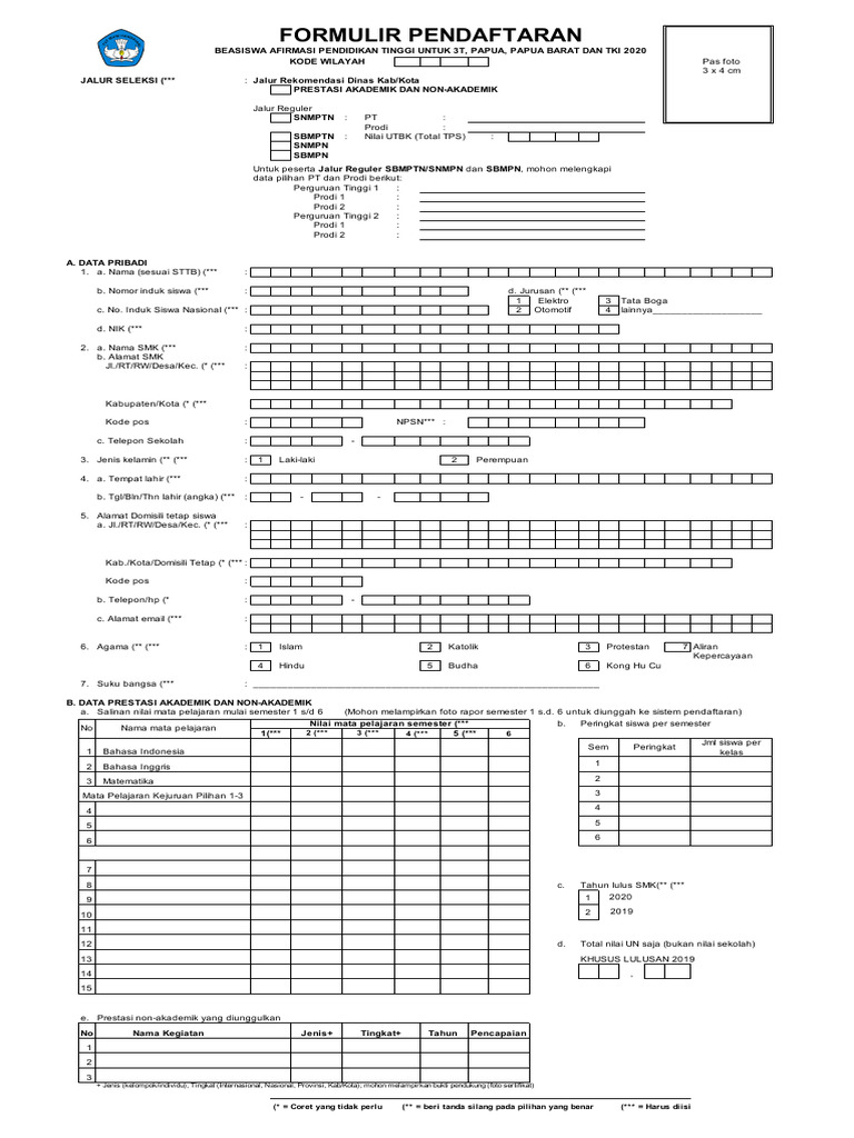 Formulir ADik 2020 SMK - Rev | PDF