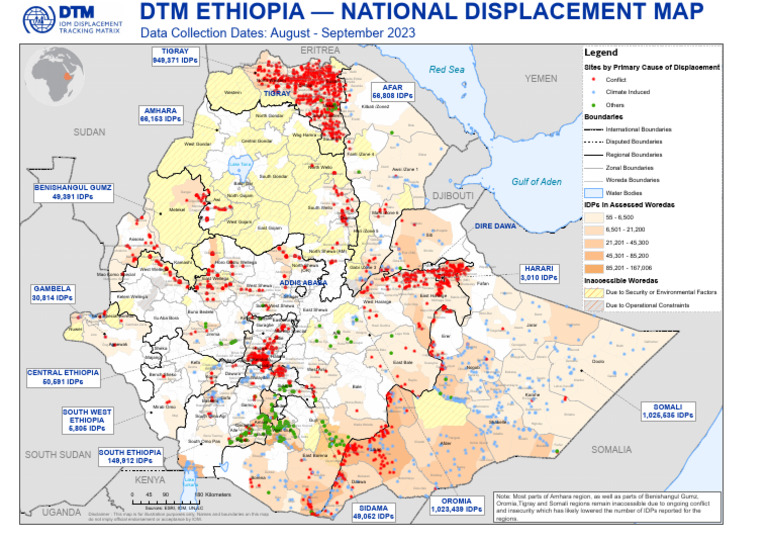 DTM Ethiopia - National Displacement Overview Map (August - September 2023) | PDF
