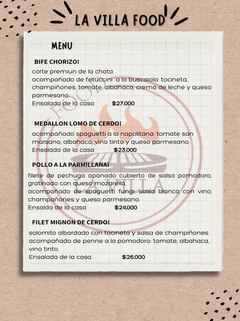 Menu Villa Food | PDF