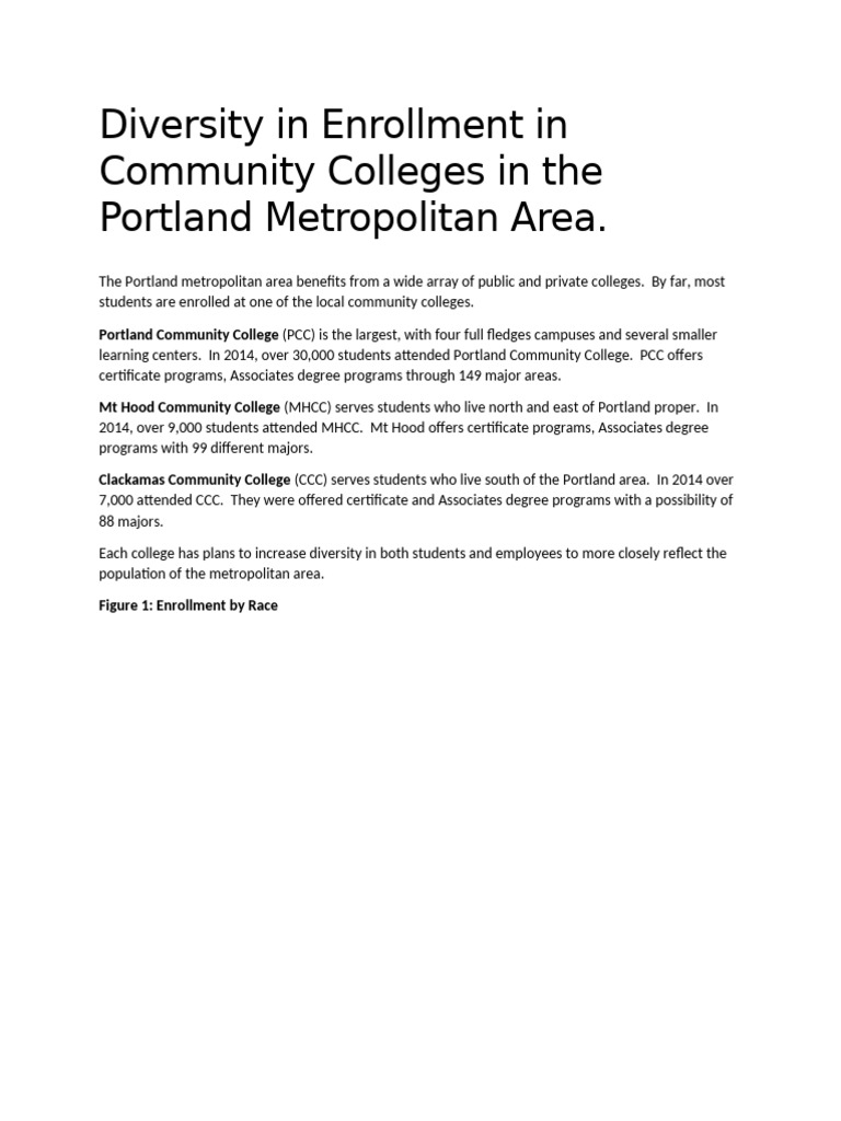 Community College Enrollment Diversity in Portland | PDF