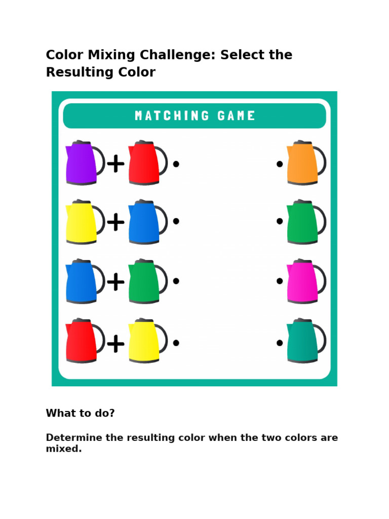 Color mixing challenge II EVS Puzzle in Eng | PDF