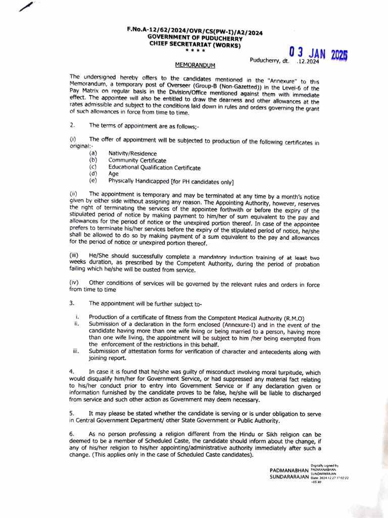 Overseer Appointment Order | PDF